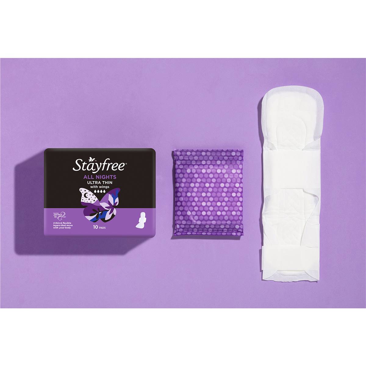 Stayfree Ultra Thin All Nights Pads With Wings 10 Pack | Woolworths