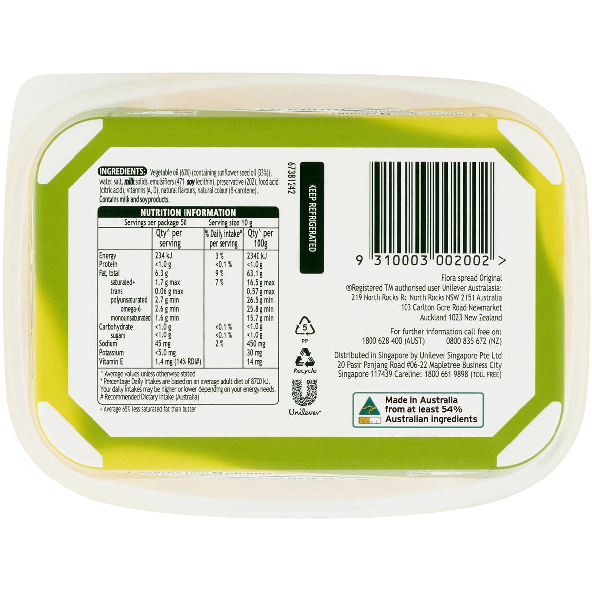 Flora Margarine Spread Original 500g | Woolworths
