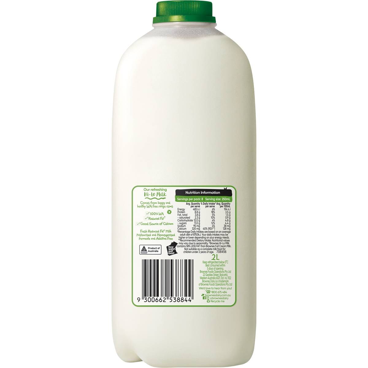 Brownes Hi-lo Light Milk 2l | Woolworths