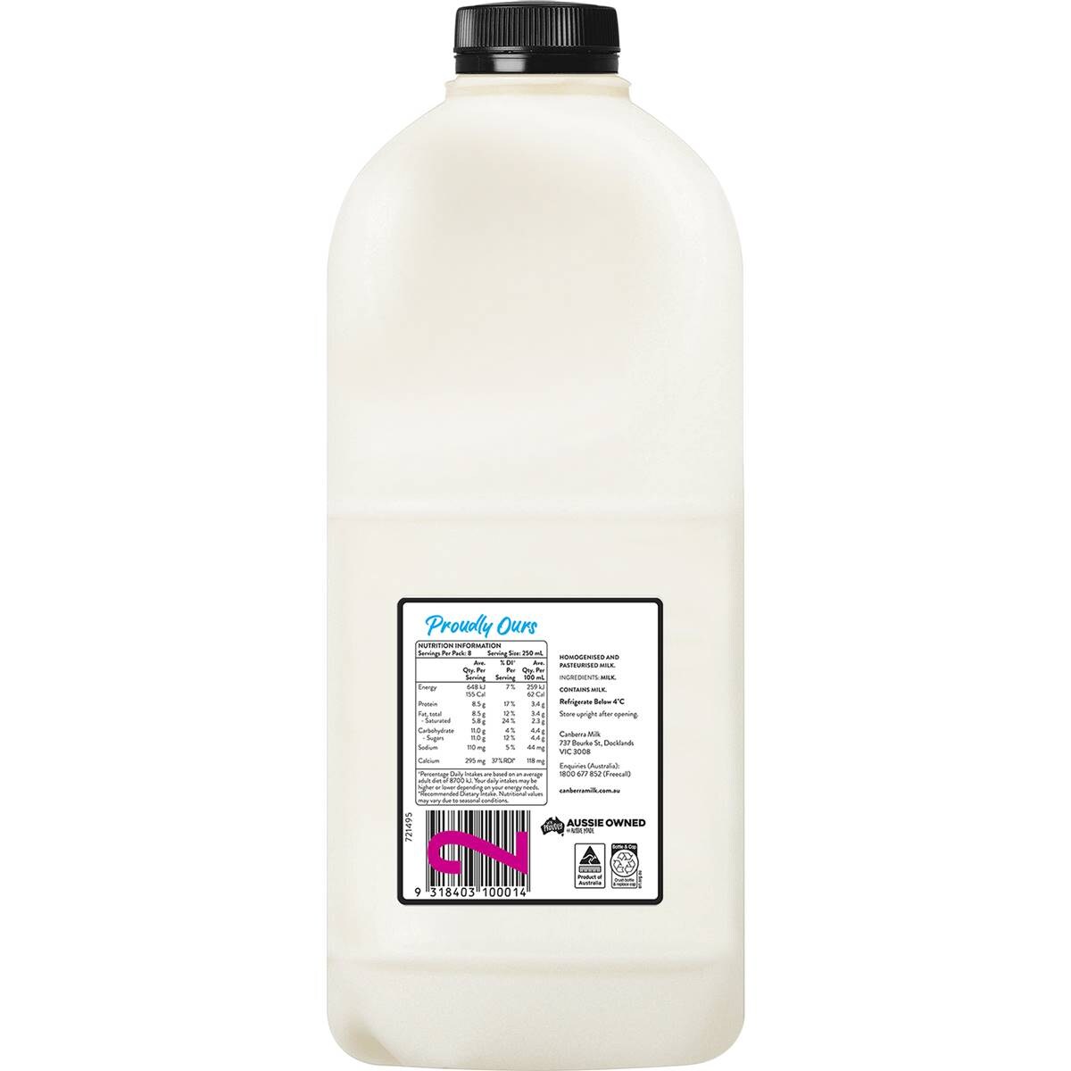 Canberra Milk Full Cream Milk 2l | Woolworths