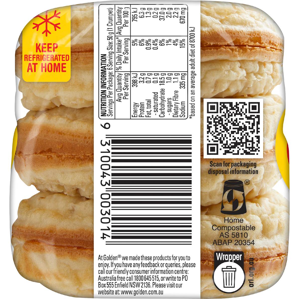 Golden Crumpets Round 6pk 300g | Woolworths