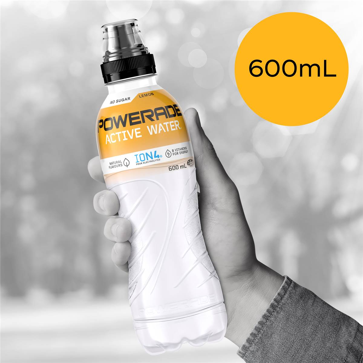 Powerade Active Water Lemon Sports Drink Sipper Cap 600ml | Woolworths