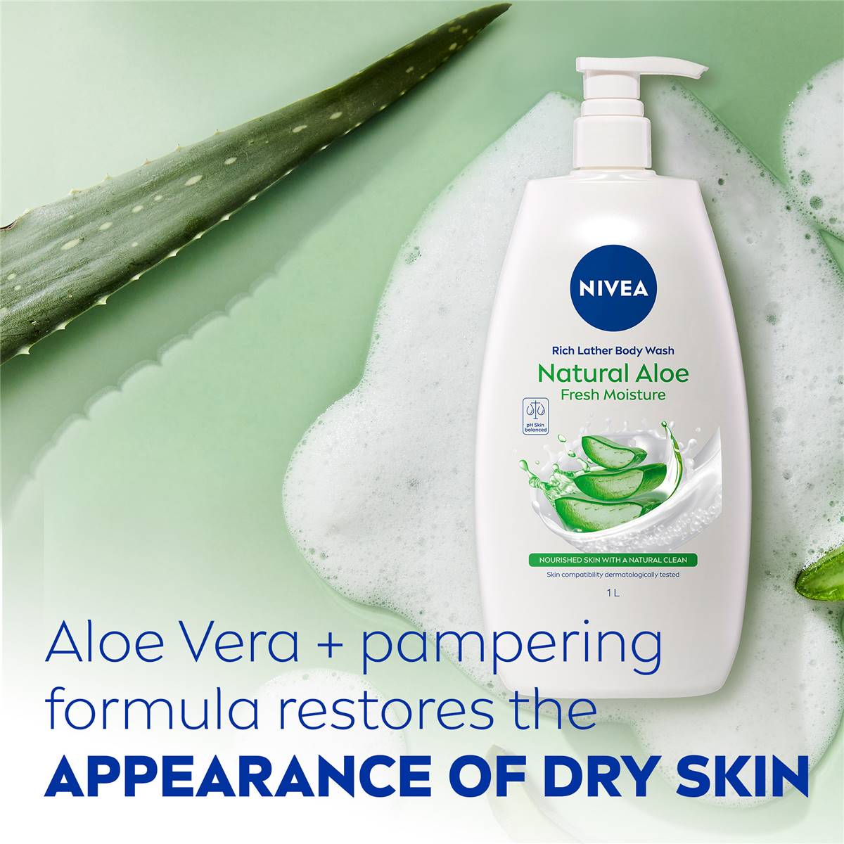 Nivea Rich Lather Natural Aloe Vera Moisturising Body Wash 1l | Woolworths