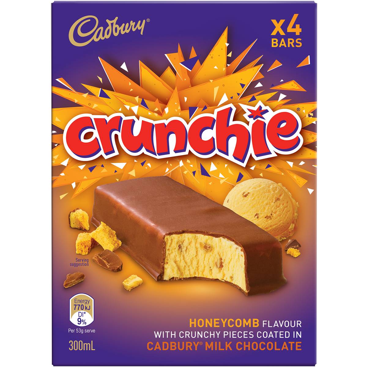 Cadbury Crunchie Bars 4 Pack | Woolworths