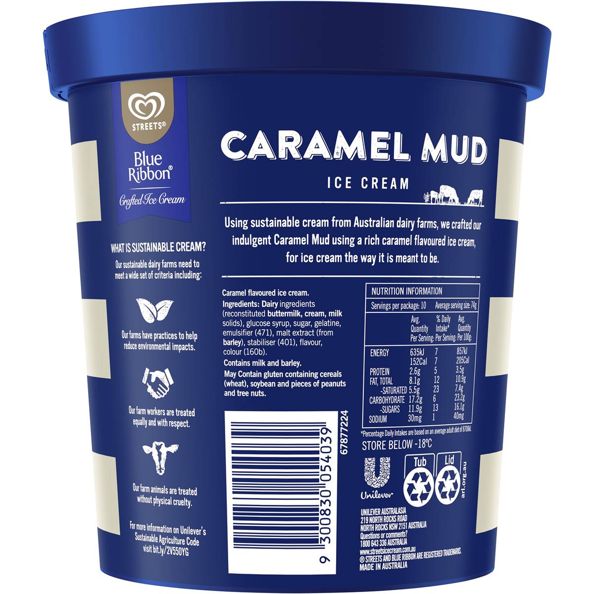 Streets Blue Ribbon Caramel Mud Ice Cream Tub 1l | Woolworths