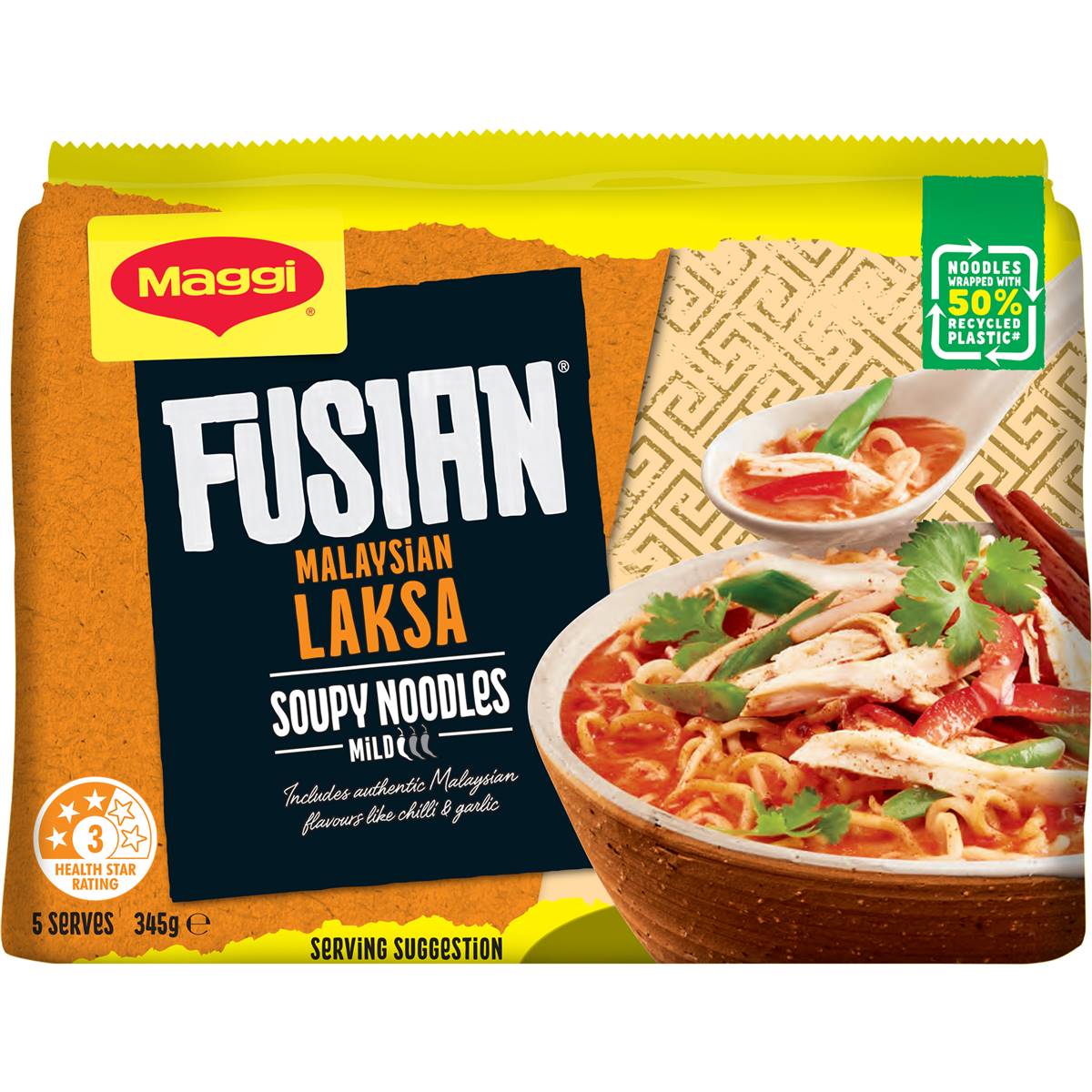 Maggi Fusian Malaysian Laksa Flavour Instant Noodles 5 Pack | Woolworths