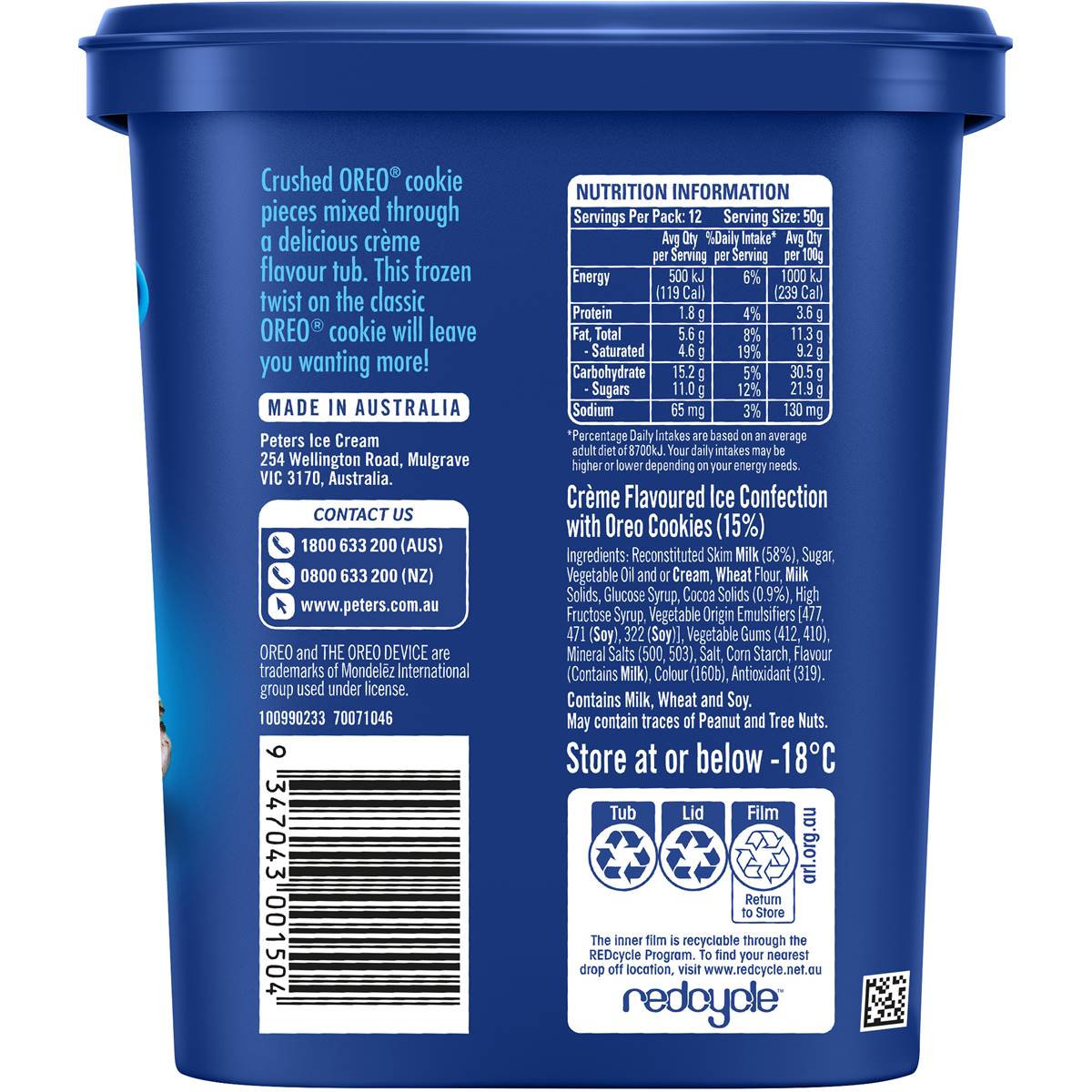 Oreo Tub 1.2l | Woolworths