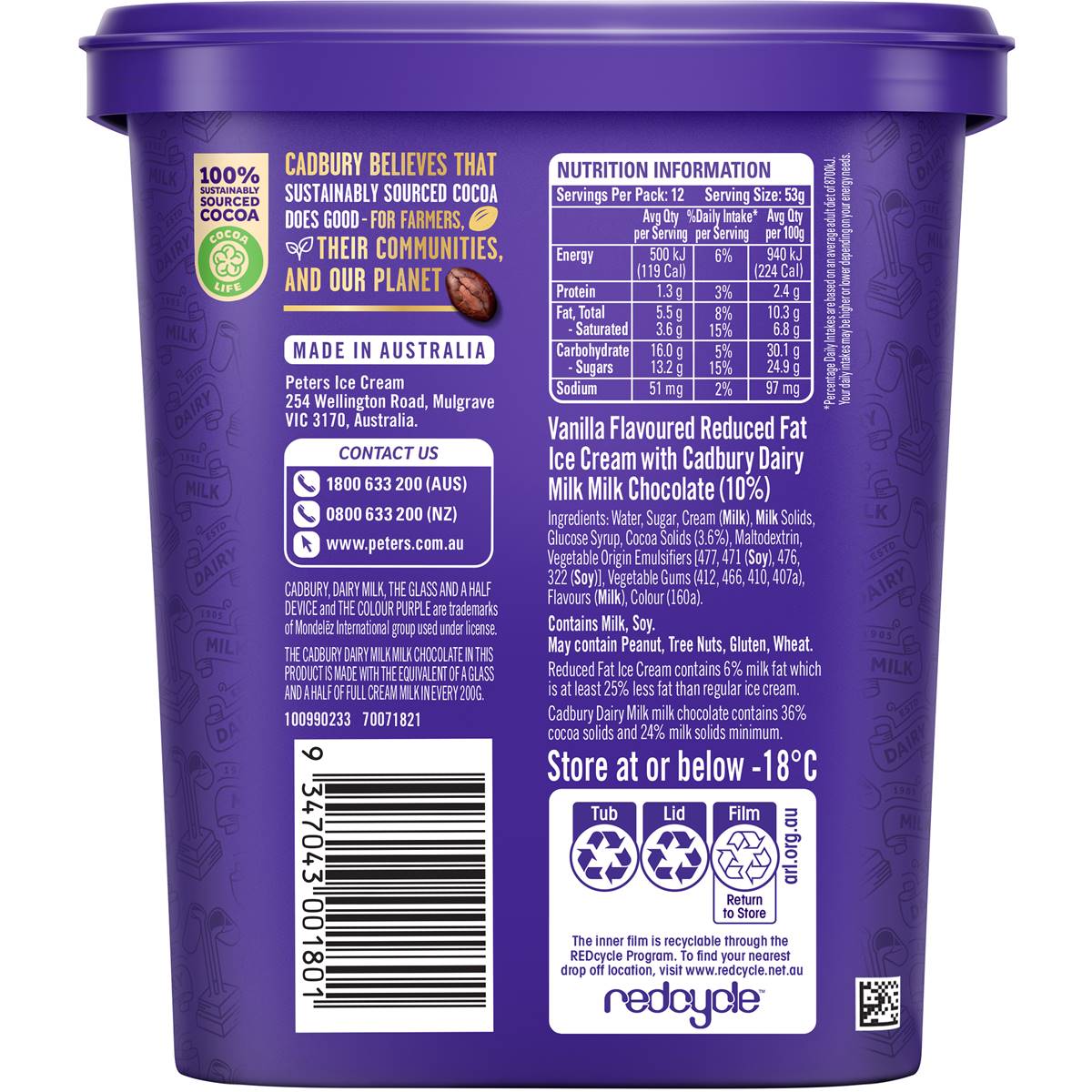 Cadbury Dairy Milk Vanilla Ice Cream Tub at Jasper Butler blog