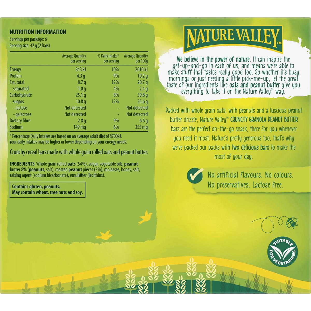 Nature Valley Crunchy Peanut Butter Granola Bars 6 Pack | Woolworths