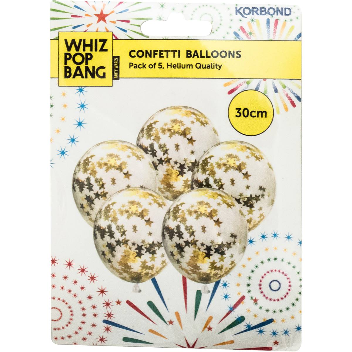 Korbond Stars Confetti Balloons Assorted 5 Pack | Woolworths