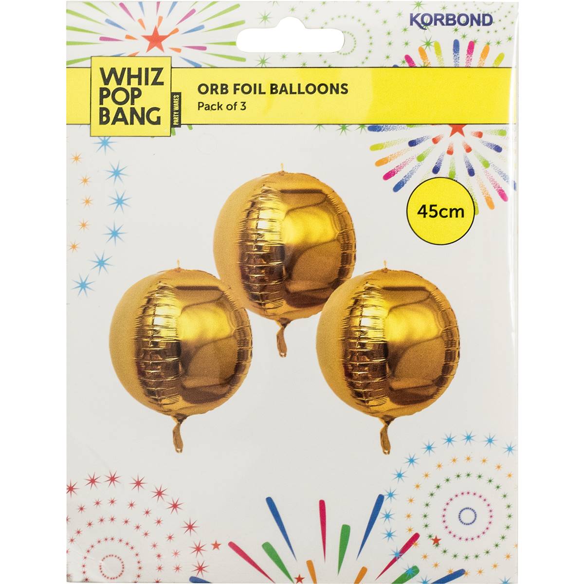 Korbond Orb Foil Balloons Assorted 3 Pack | Woolworths