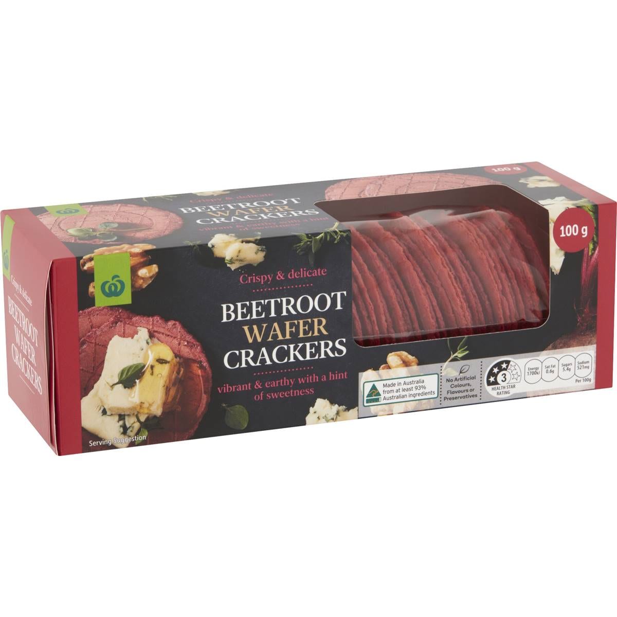 Woolworths Beetroot Wafer Crackers 100g | Woolworths