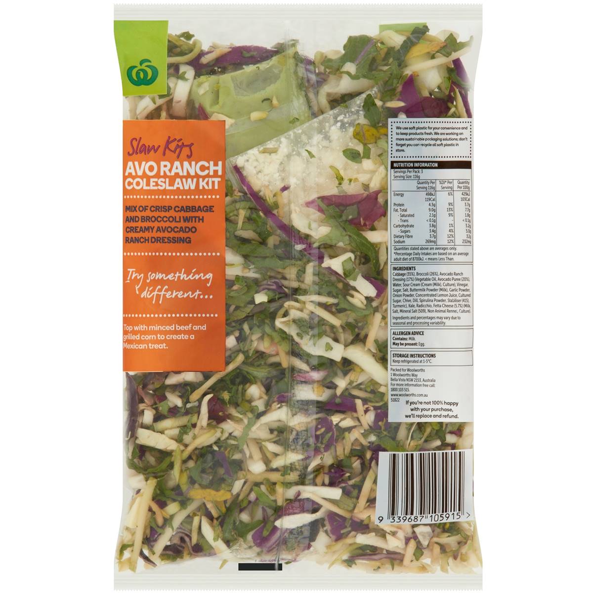 Woolworths Avo Ranch Coleslaw Kit 350g | Woolworths