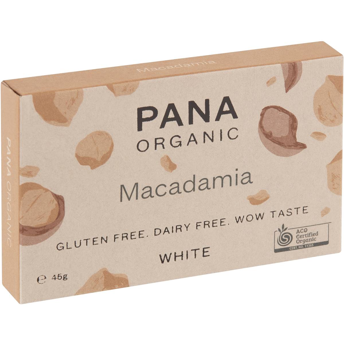 Pana Organic White Chocolate & Macadamia 45g | Woolworths