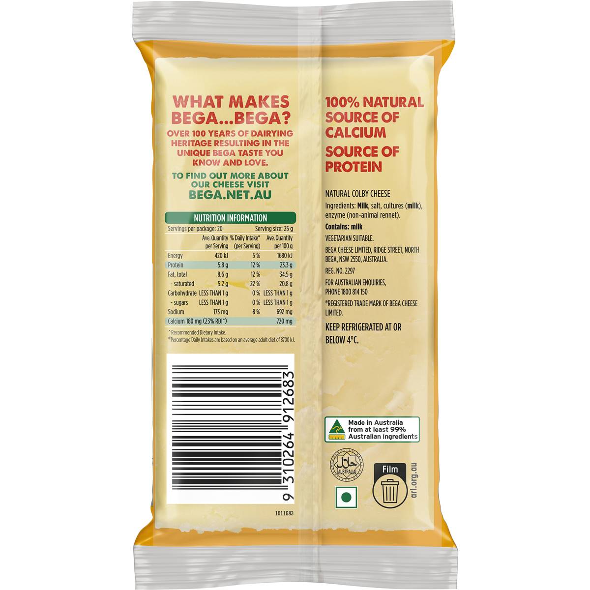 Bega Easy Melt Colby Cheese Block 500g | Woolworths