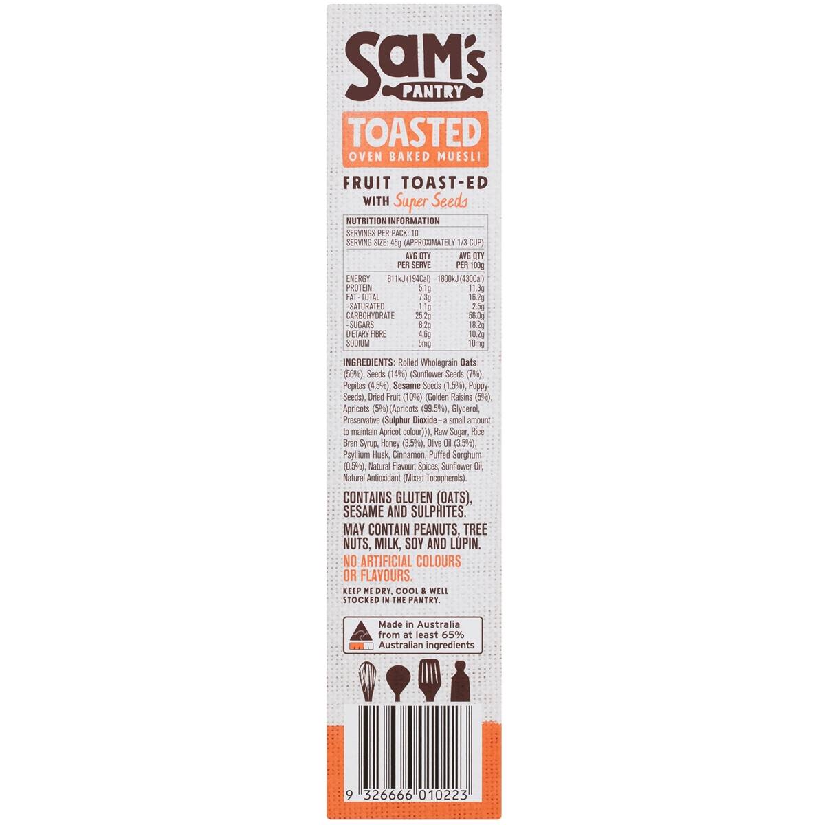 Sam's Pantry Fruit Toast-ed With Super Seeds Toasted Muesli 475g ...