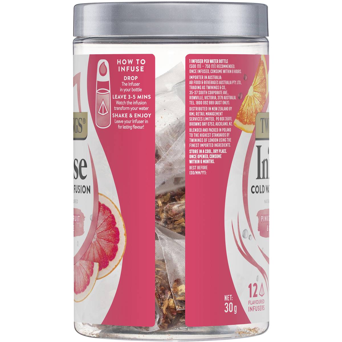 Twinings In'fuse Pink Grapefruit & Orange Cold Water Infusions 12 Pack ...