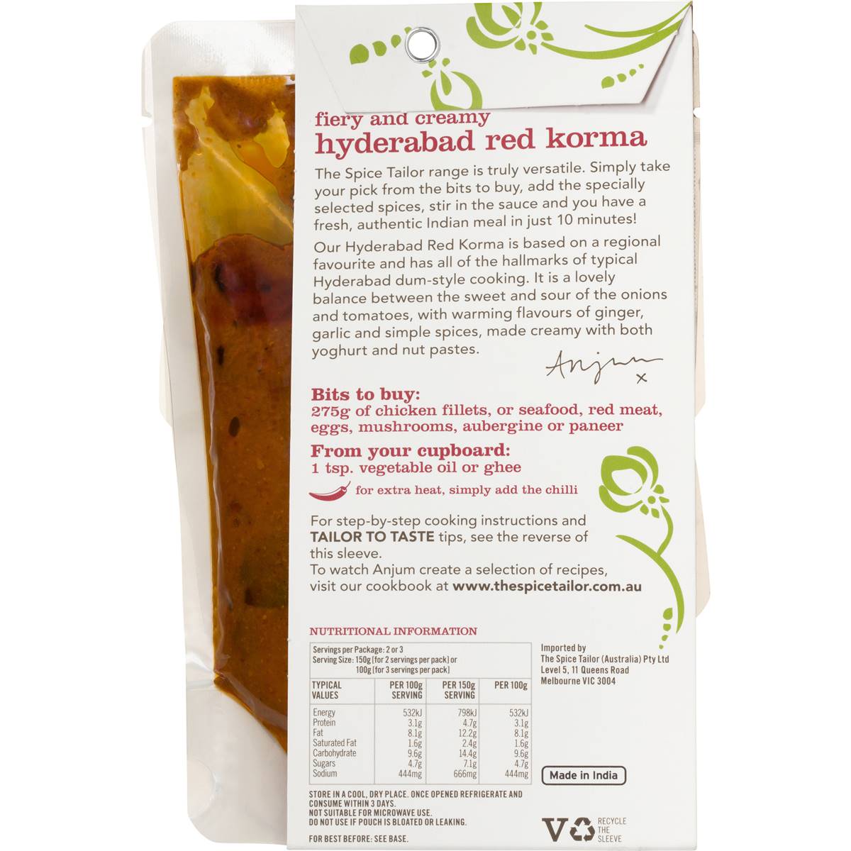 The Spice Tailor Hyderabad Red Korma 300g | Woolworths