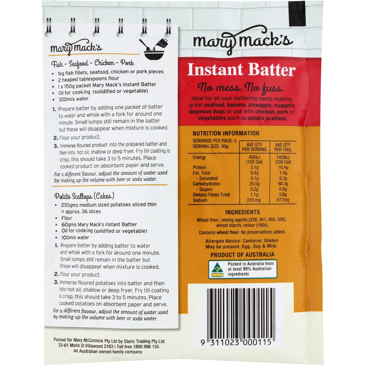 Mary Mack's Instant Batter Mix 150g | Woolworths
