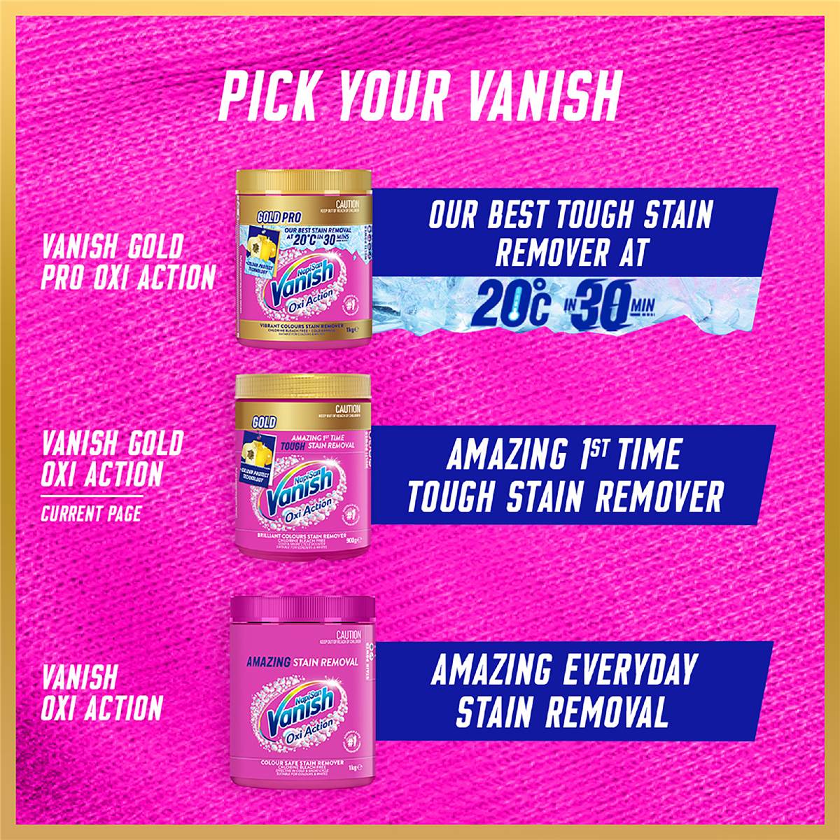 Vanish Napisan Gold Oxi Action Stain Remover Powder 500g | Woolworths
