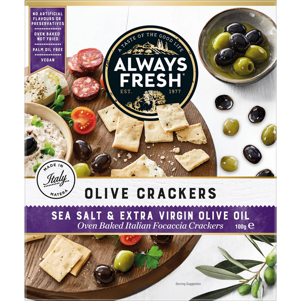 Always Fresh Olive Crackers With Sea Salt 100g | Woolworths