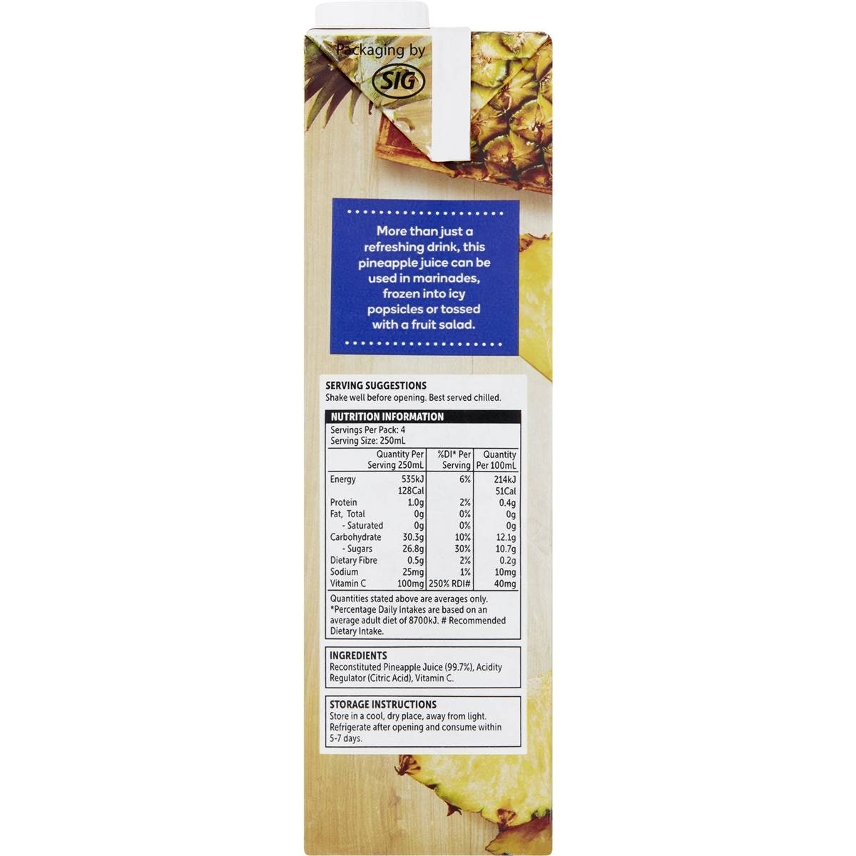 Woolworths No Added Sugar Pineapple Juice 1l | Woolworths