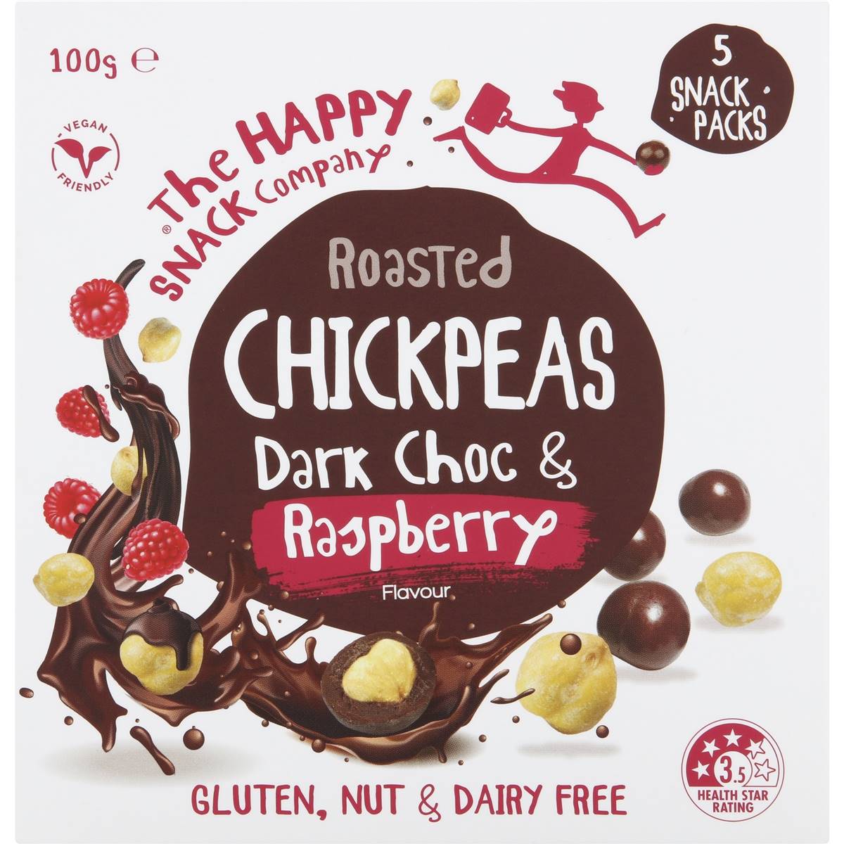 The Happy Snack Company Chickpeas Dark Choc And Raspberry 5 Pack ...