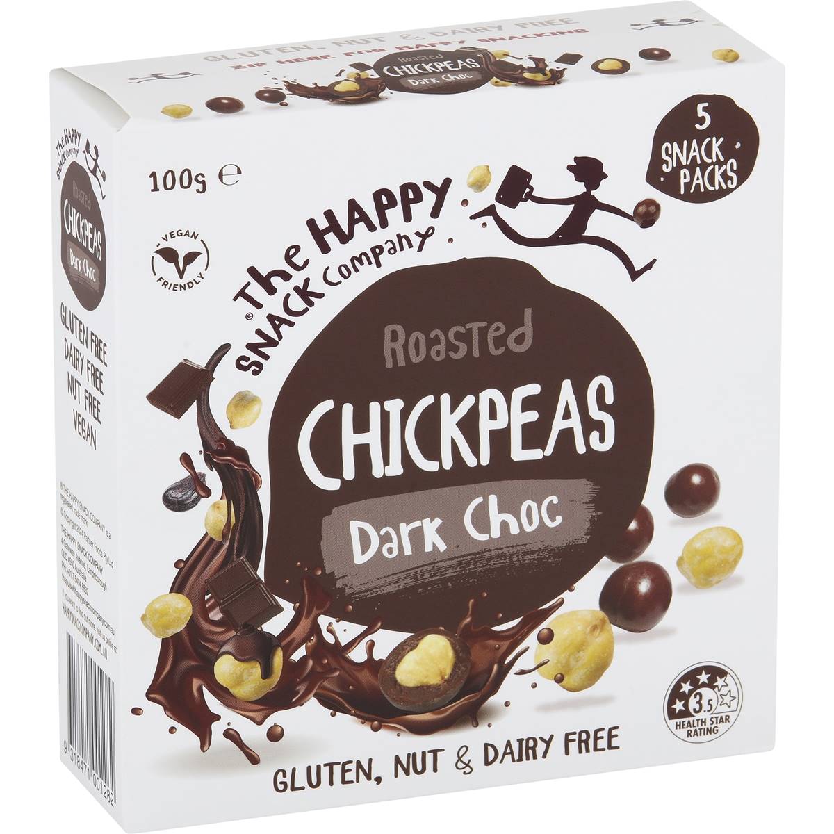 The Happy Snack Company Chickpeas Dark Choc 5 Pack | Woolworths