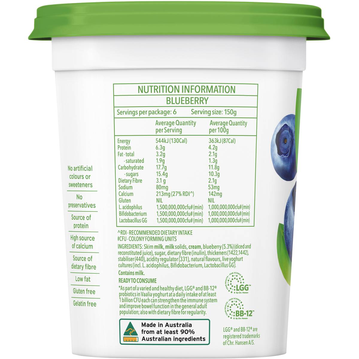 Vaalia Probiotic Blueberry Yoghurt 900g | Woolworths
