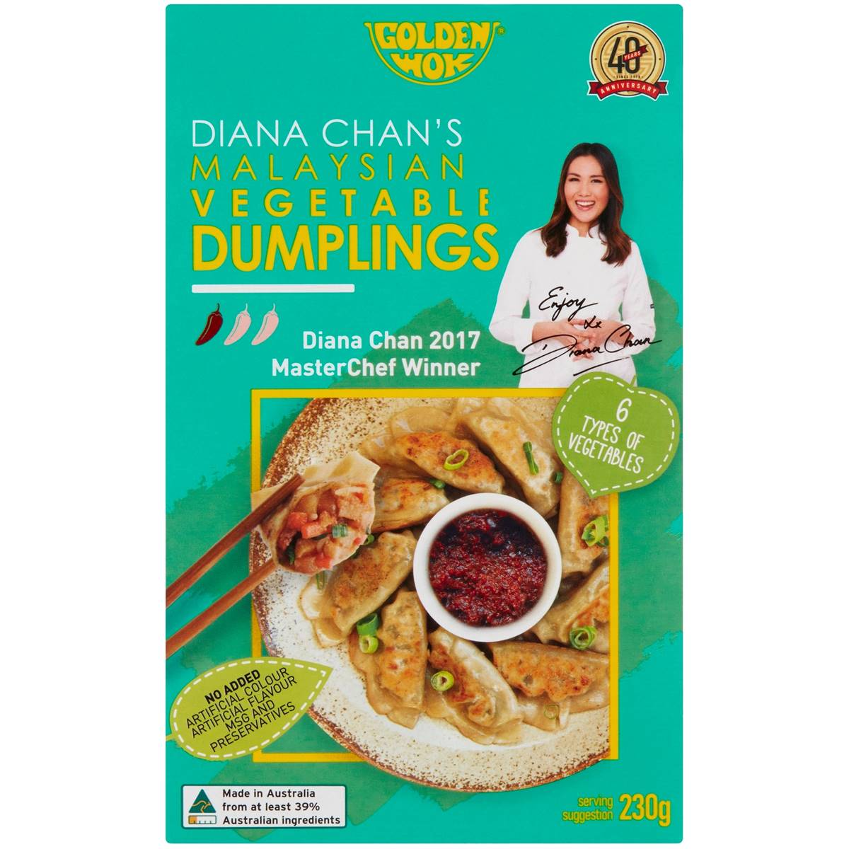 Golden Wok Diana Chan Malaysian Vegetable Dumpling 230g | Woolworths