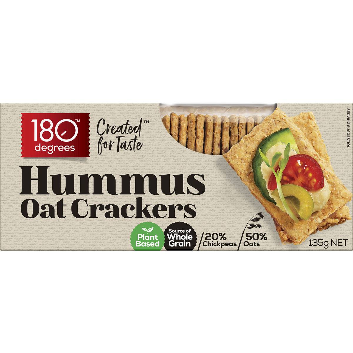 180 Degrees Hummus Oat Crackers 135g | Woolworths