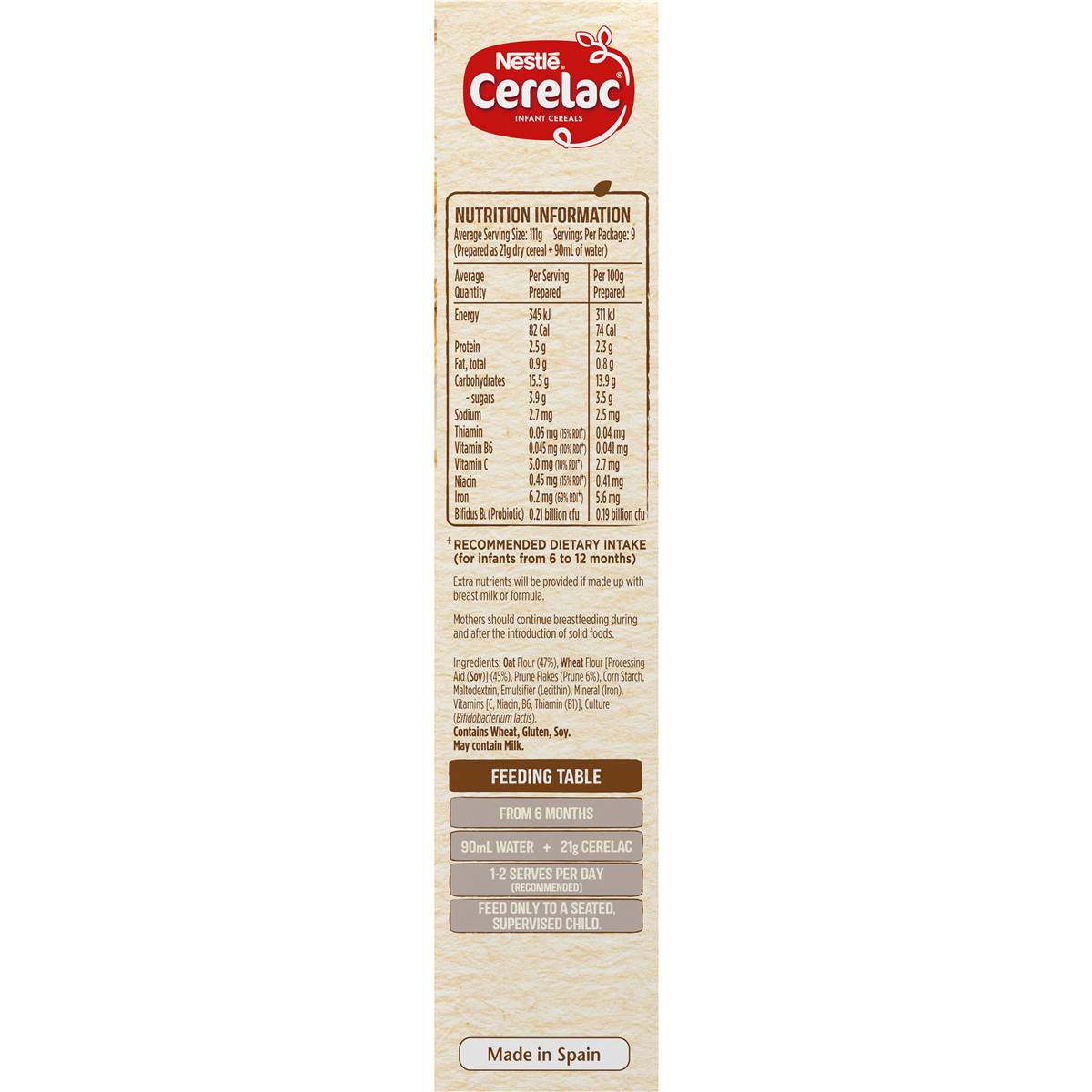 Nestle Cerelac Oats & Wheat With Prune Baby Cereal Stage 2 200g ...