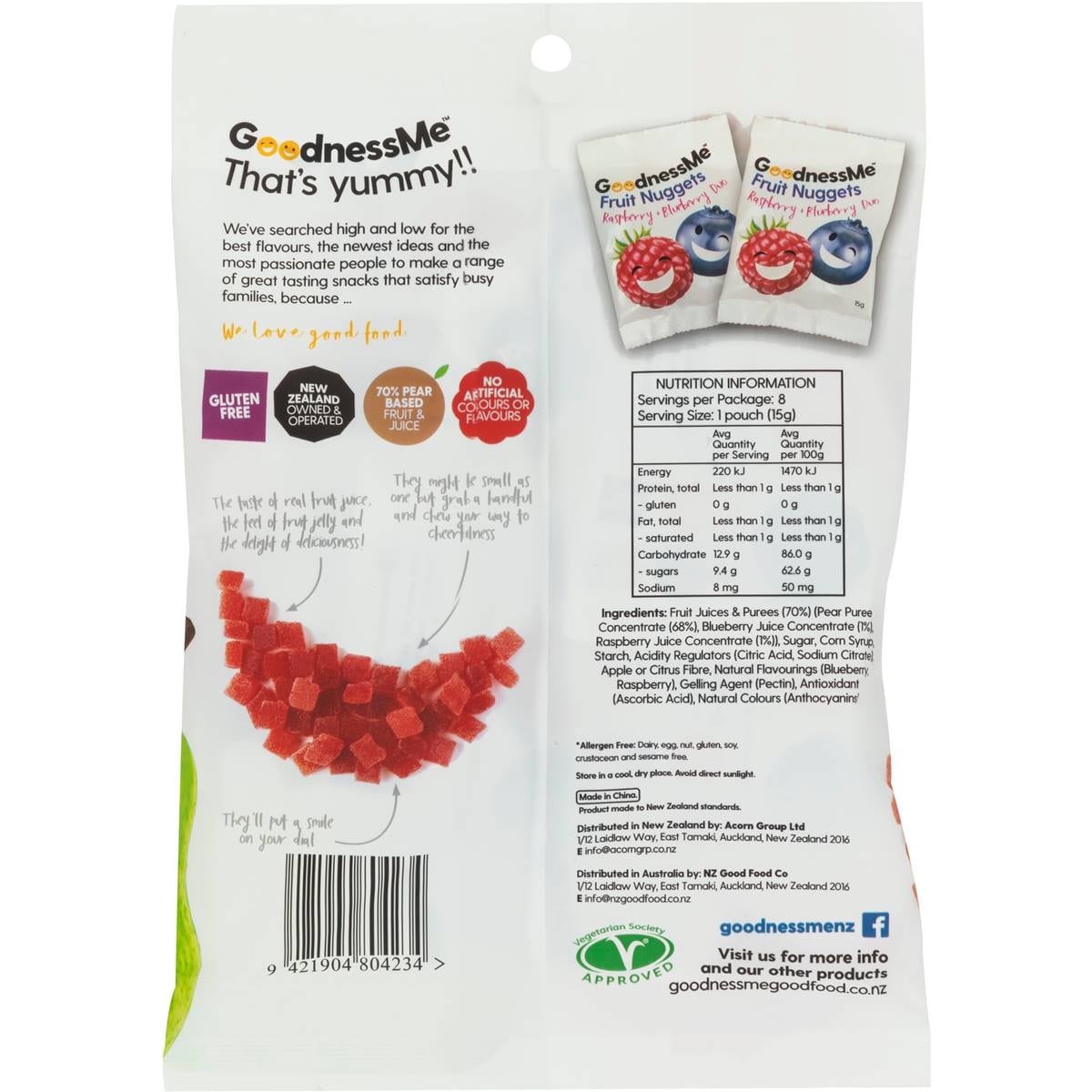 Goodness Me Fruit Nuggets Raspberry & Blueberry Duo 8 Pack | Woolworths