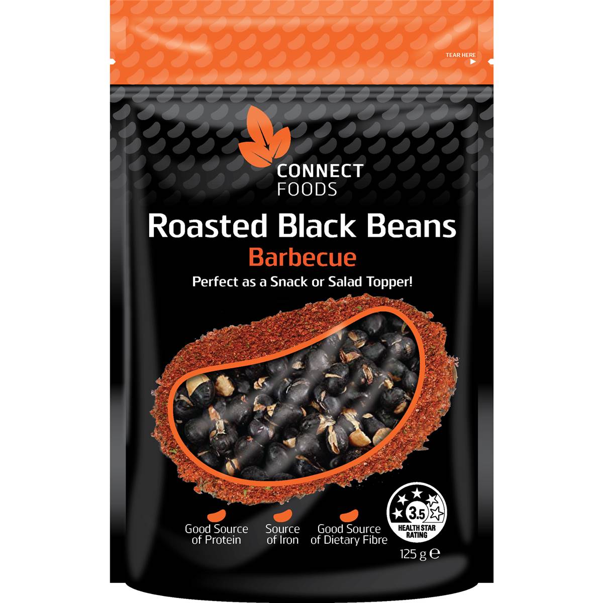 Connect Foods Roasted Black Beans Bbq 125g | Woolworths
