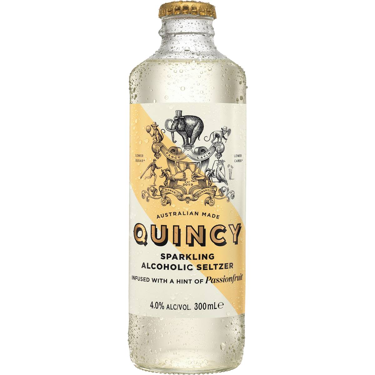 Quincy Sparkling Alcoholic Seltzer Passionfruit Bottle 300ml | Woolworths