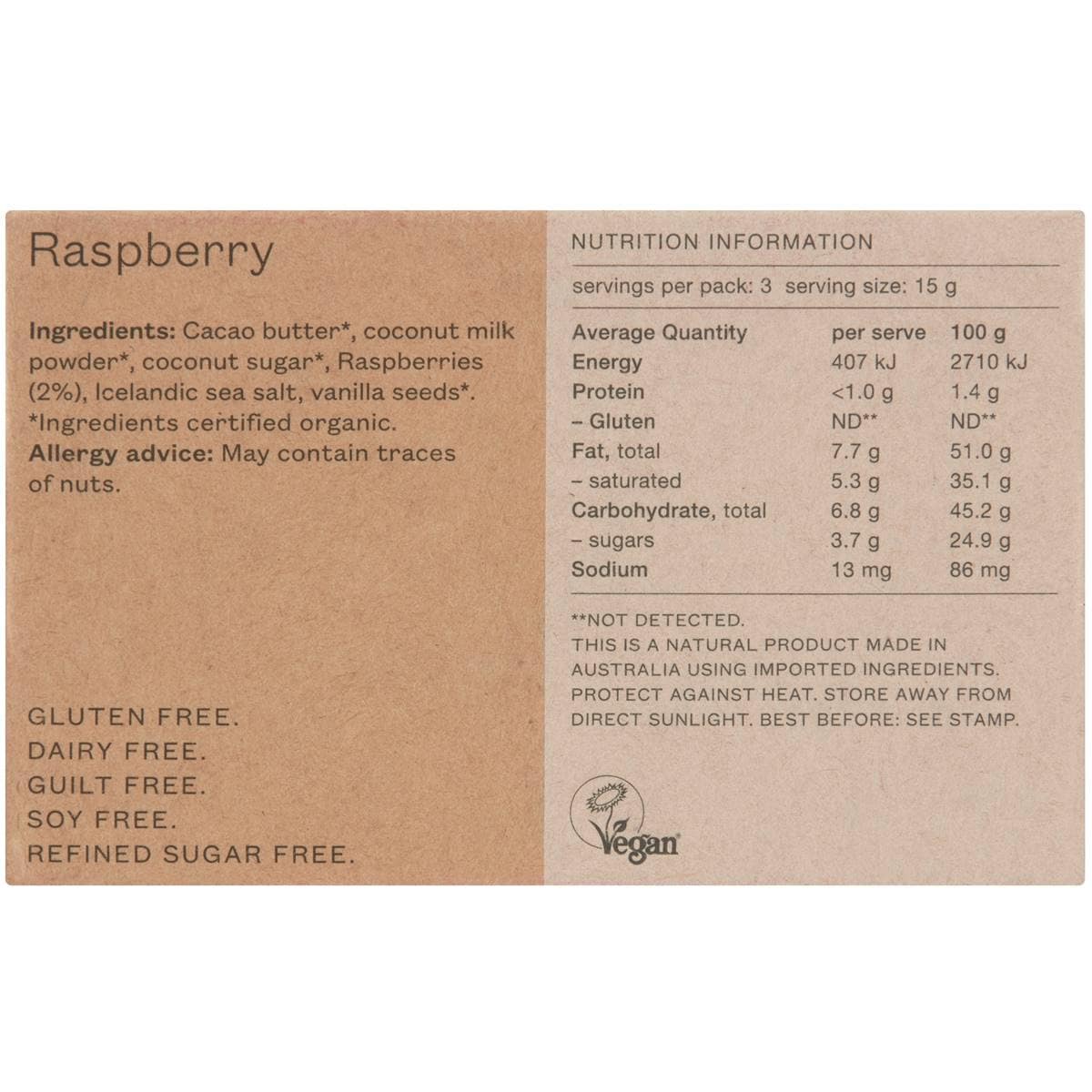Pana Organic White Chocolate & Raspberry 45g | Woolworths