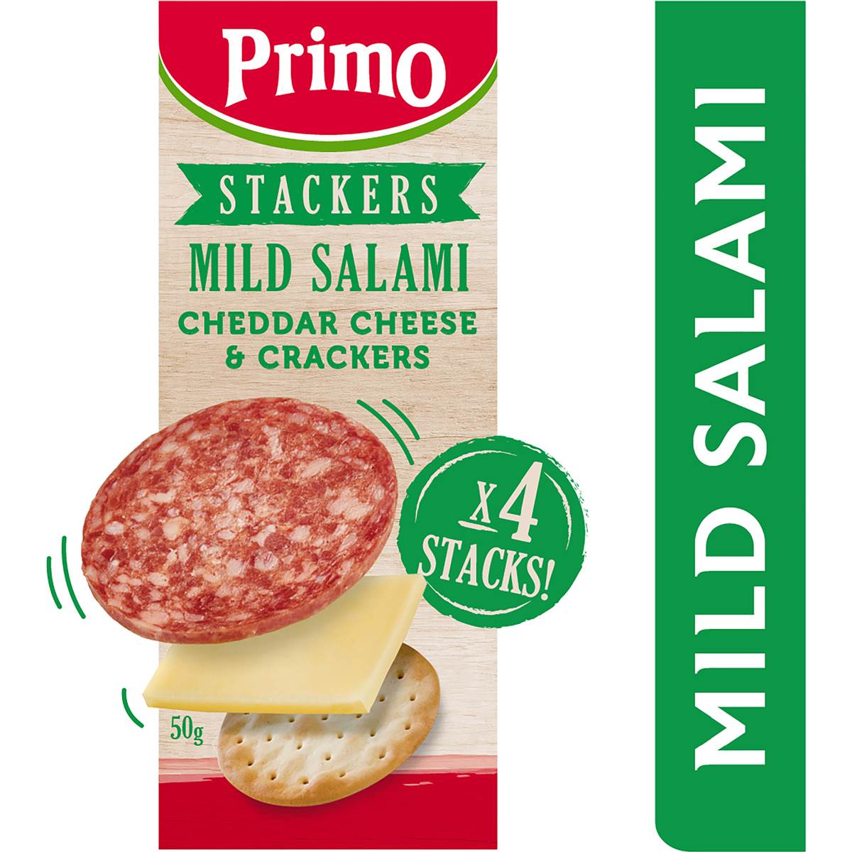 Primo Stackers Mild Salami Cheese And Crackers 50g | Woolworths
