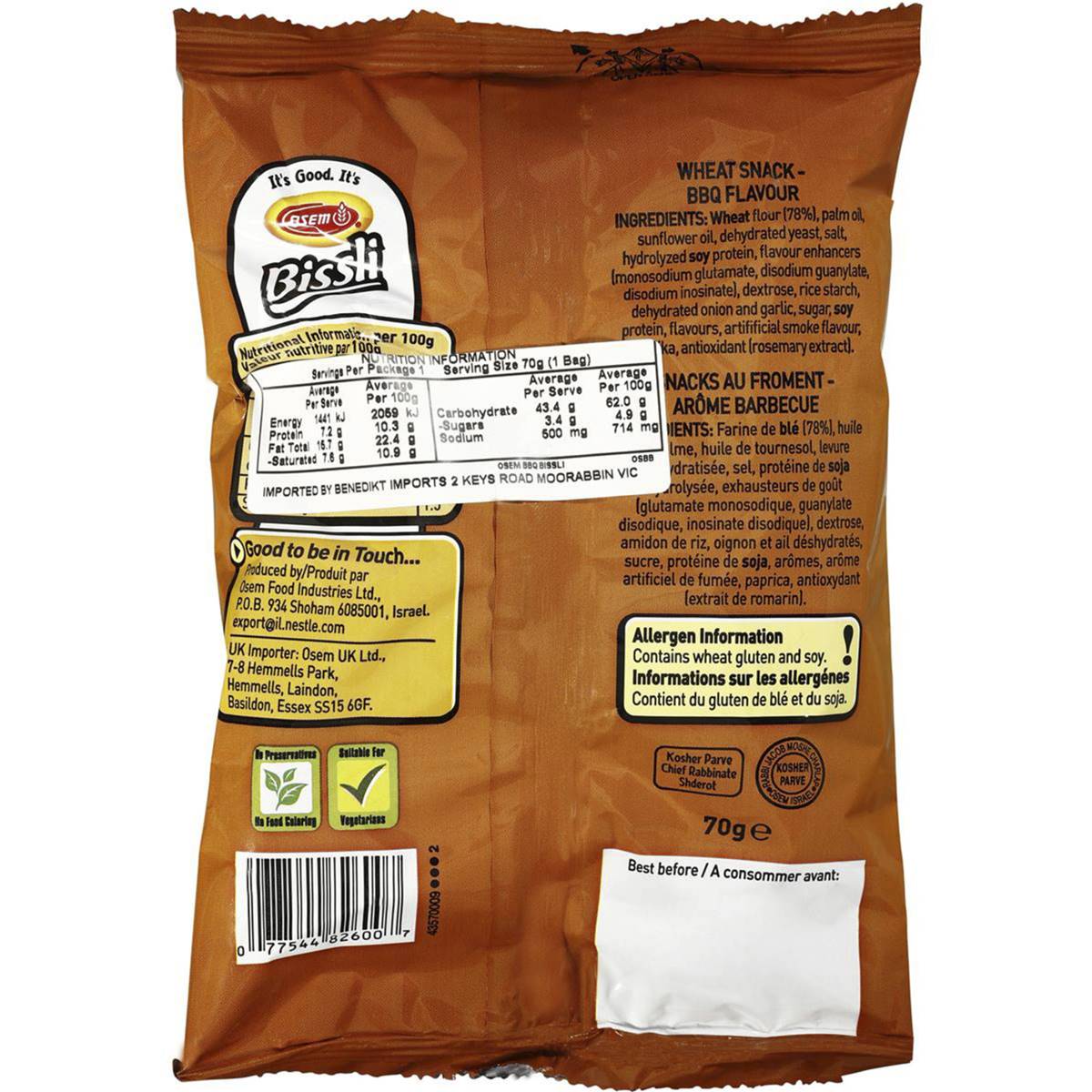 Osem Snacks Bissili Snack Barbeque Wheat 70g | Woolworths