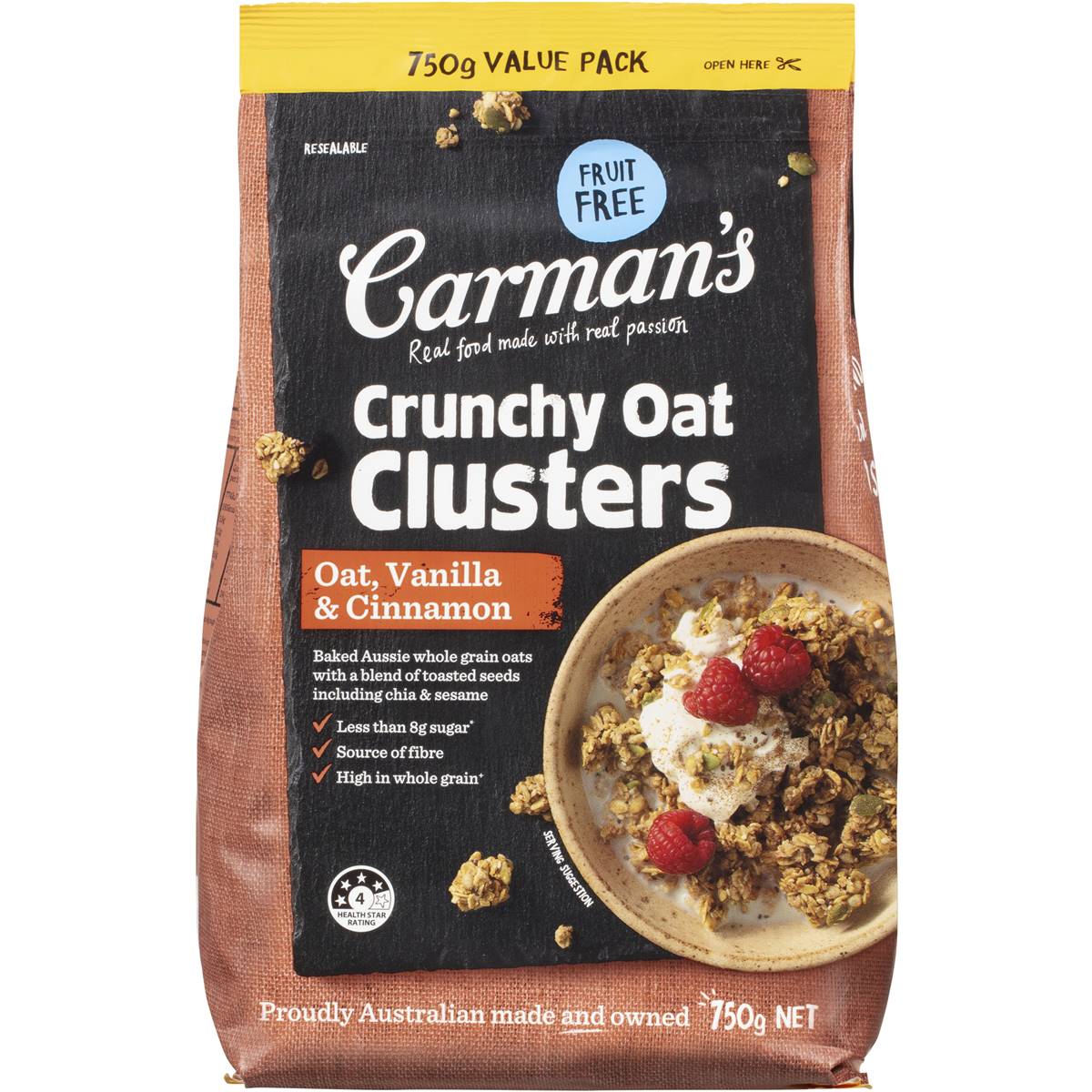 Carman's Oat Clusters Vanilla Cinnamon 750g | Woolworths