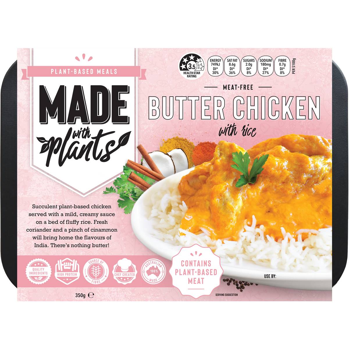Made With Plants Plant-based Butter Chicken With Rice 350g | Woolworths