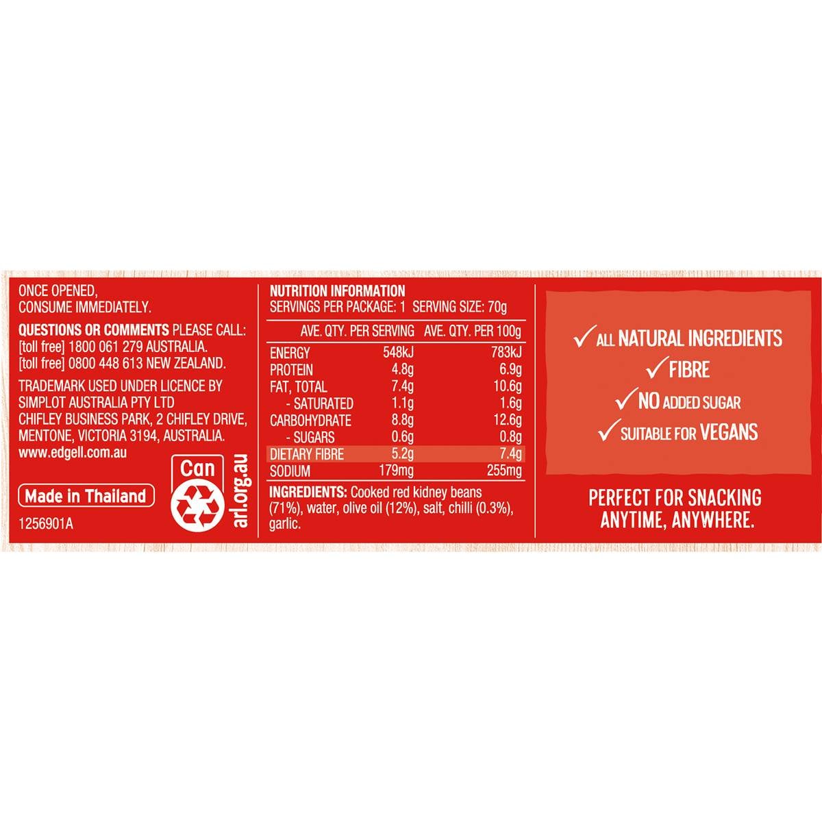 Edgell Snack Time Red Kidney Beans Salad Topper With Chilli 70g ...