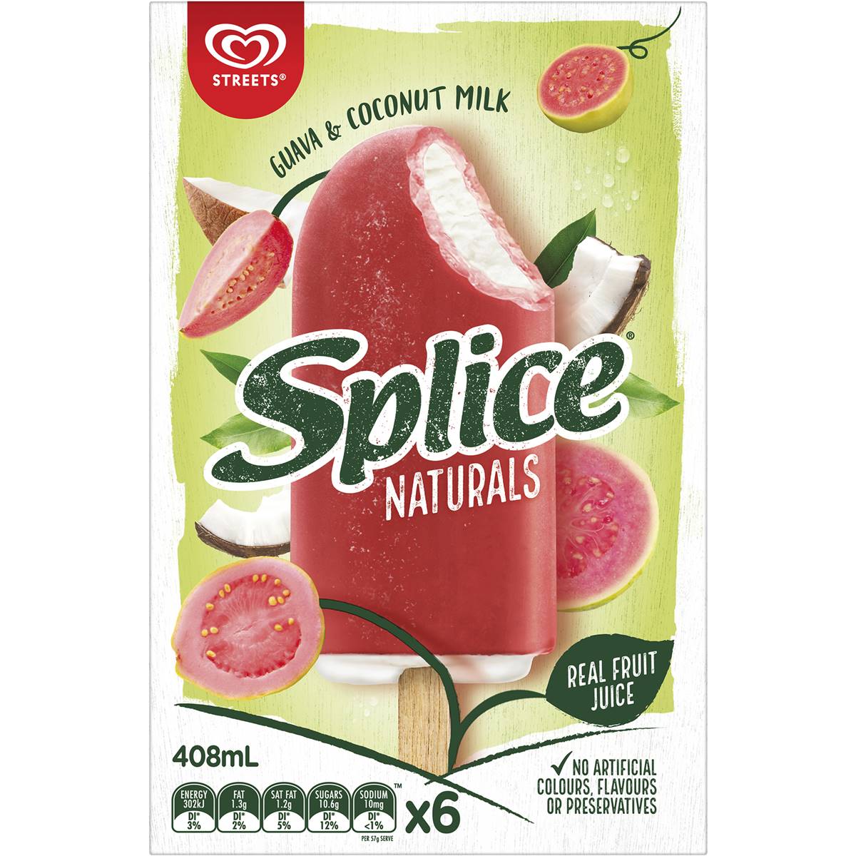 Streets Splice Naturals Guava 6 Pack | Woolworths