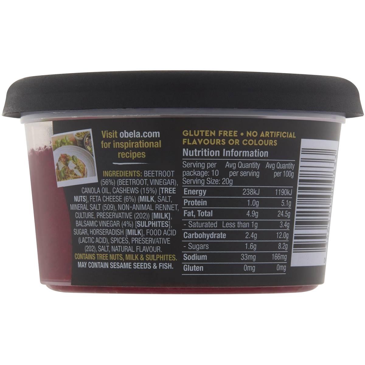 Obela Deli Style Feta Balsamic Beetroot & Cashews 200g | Woolworths