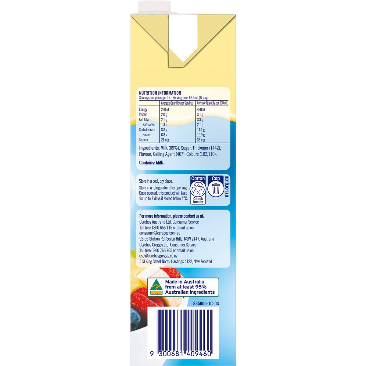 Foster Clark's Original Recipe Vanilla Flavoured Liquid Custard 1l ...