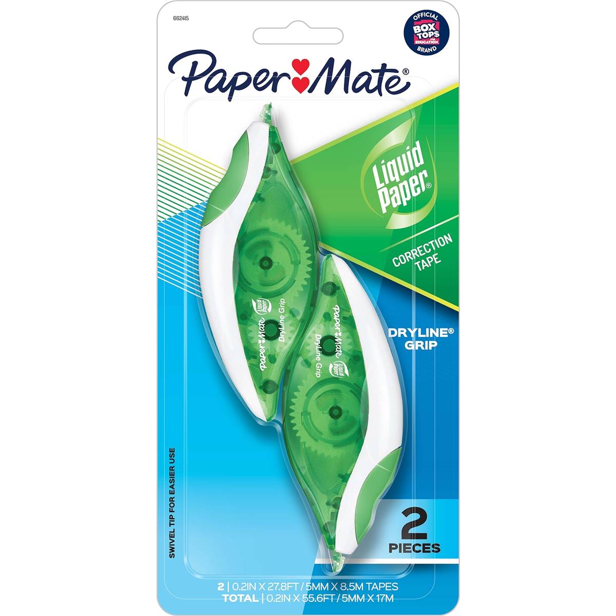 Papermate Liquid Paper Dryline Grip White Out Correction Tape 2 Pack