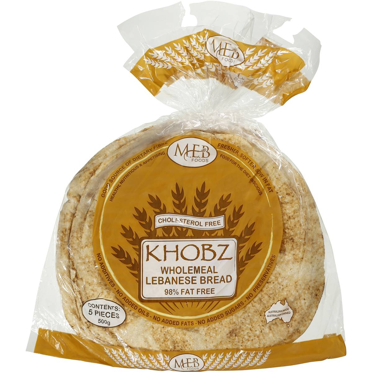 Meb Middle East Lebanese Bread Khobz Wholemeal Round 500g | Woolworths