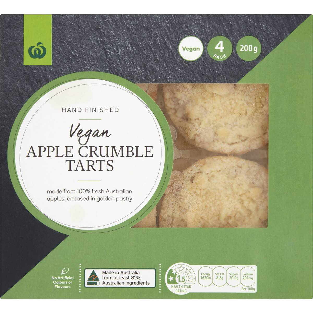 Woolworths Vegan Apple Crumble Tarts 4 Pack | Woolworths