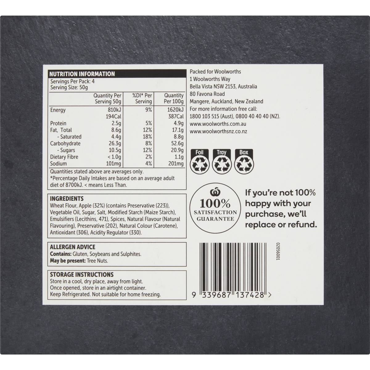 Woolworths Vegan Apple Crumble Tarts 4 Pack | Woolworths