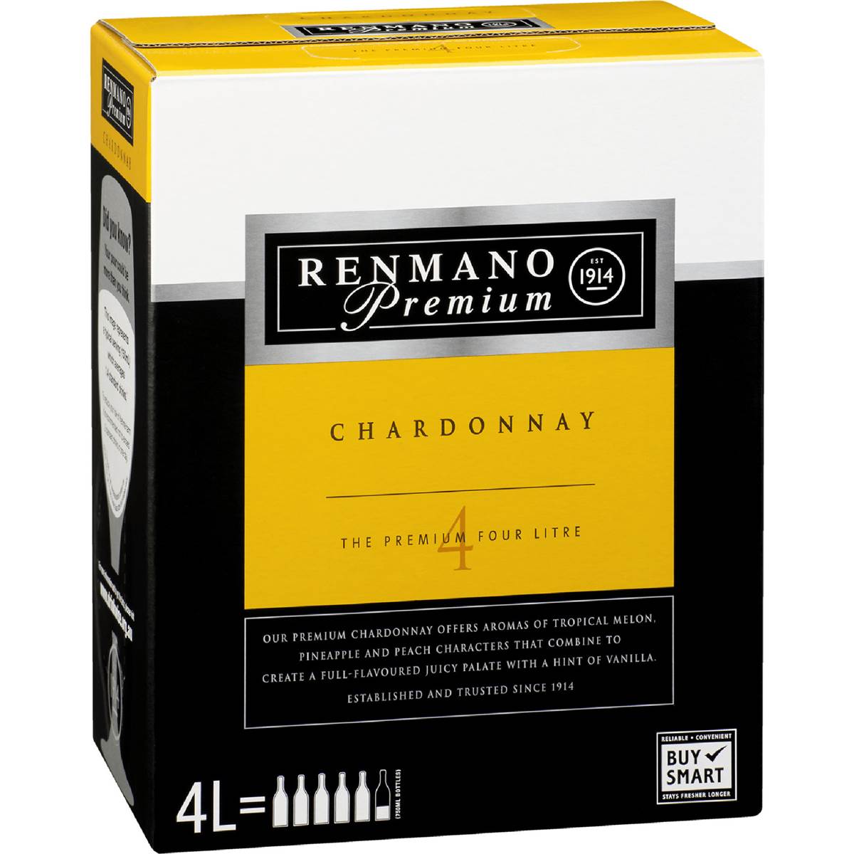 Renmano Premium Cask Wine Chardonnay 4l | Woolworths