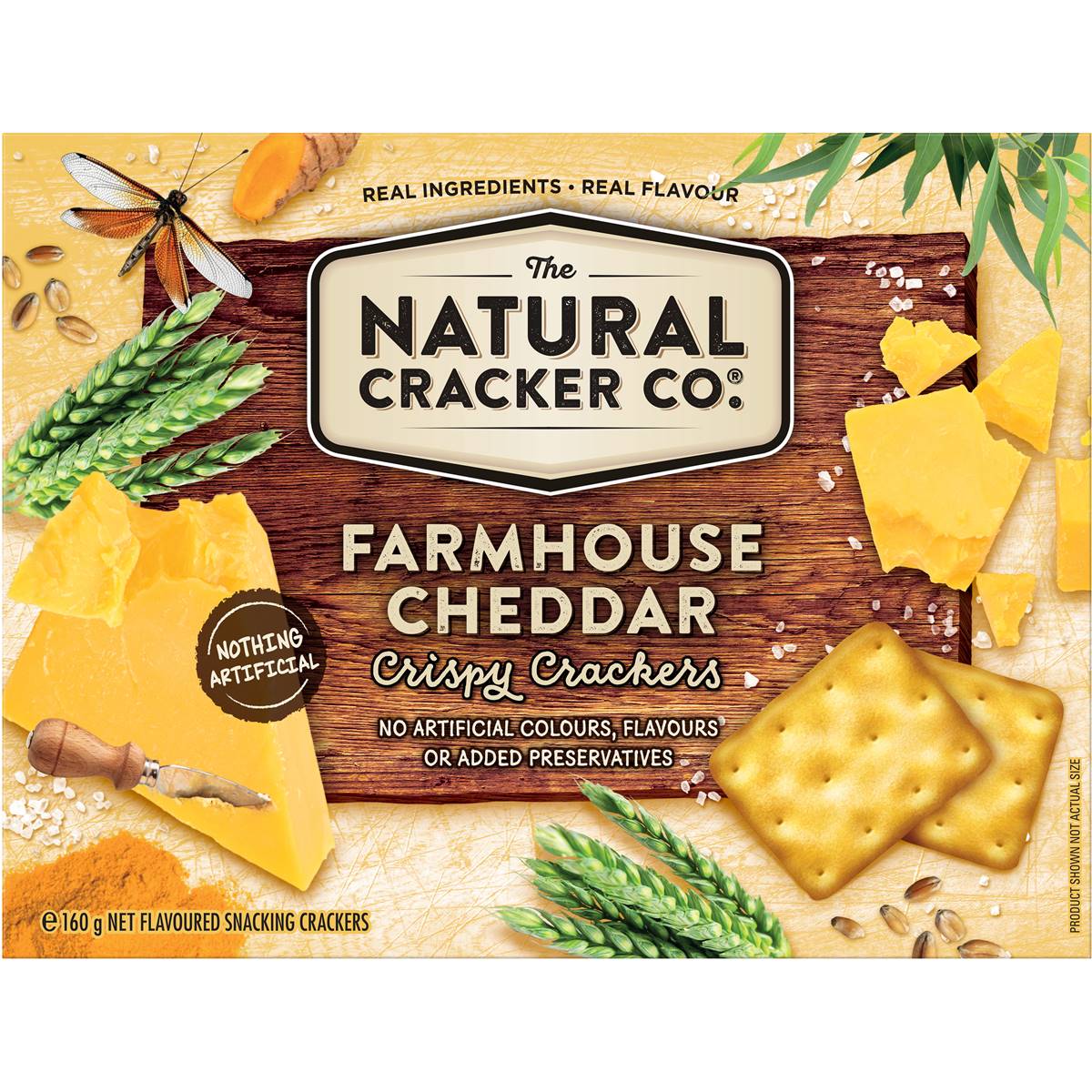 The Natural Cracker Co. Farmhouse Cheddar Crispy Crackers 160g | Woolworths